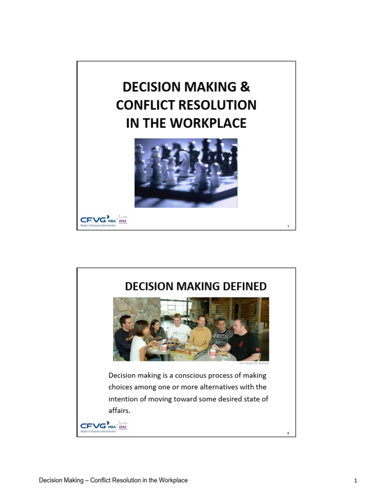 Workplace Decision Making & Conflict Resolution | PDF | Decision Making ...