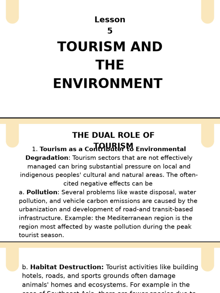 Lesson 5 TOURISM AND THE ENVIRONMENT - 20250907 - 210441 - 0000 | PDF ...