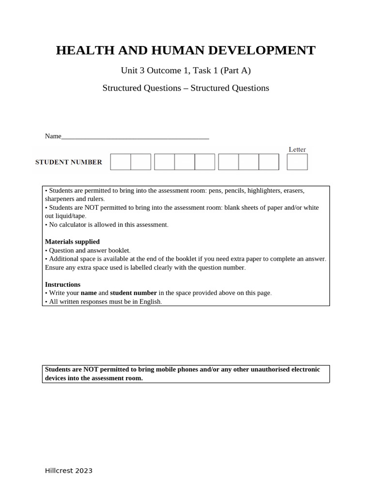 Unit 3 AOS 1 Part A Practice SAC | PDF | Asthma | Diseases And Disorders