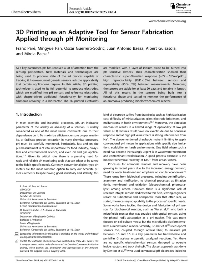 3D Printing Sensor Fabrica Research | PDF | Ph | Sensor