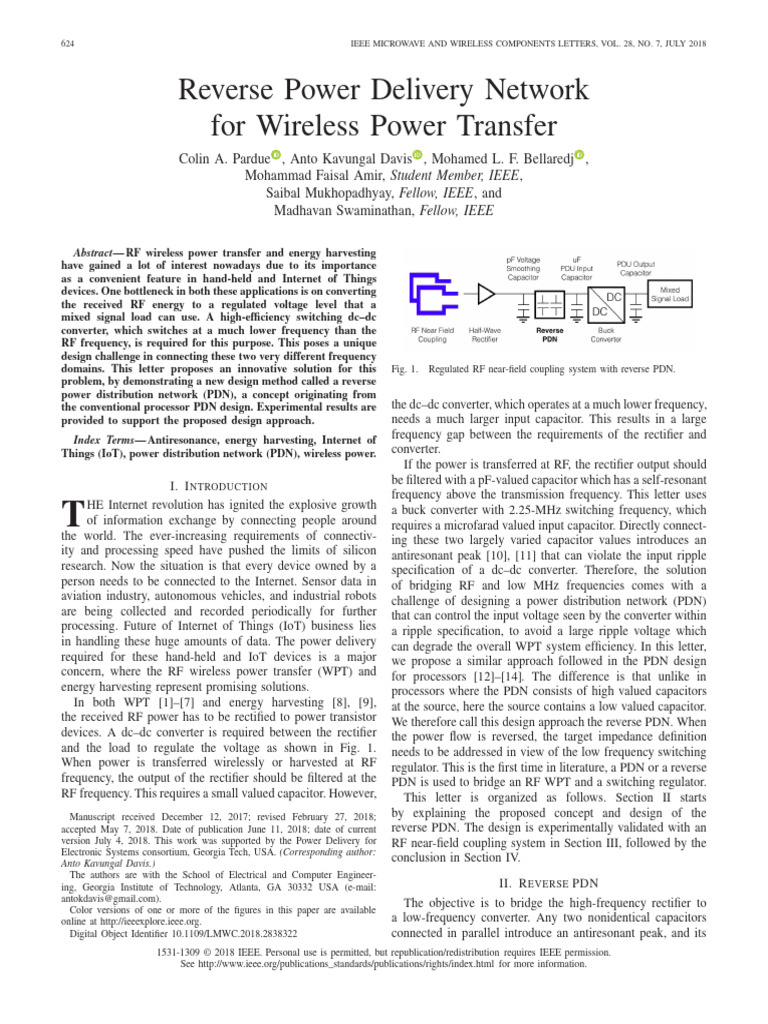 Reverse Power Delivery Network For Wireless Power Transfer | PDF ...