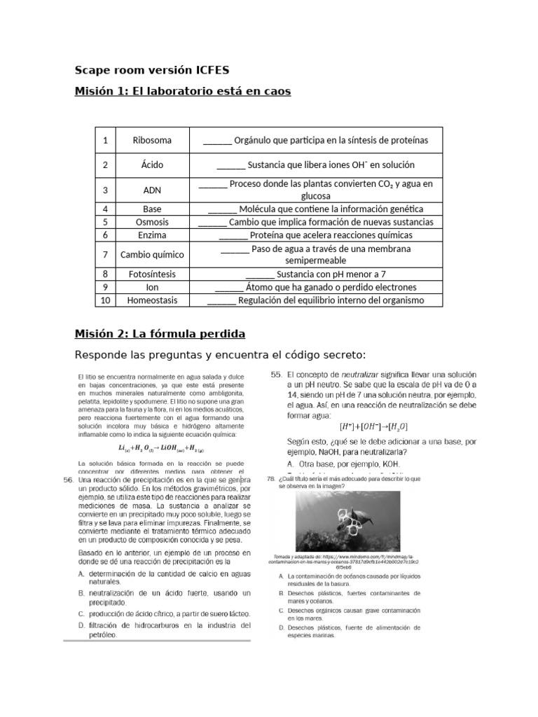 Scape Room Versión ICFES | PDF