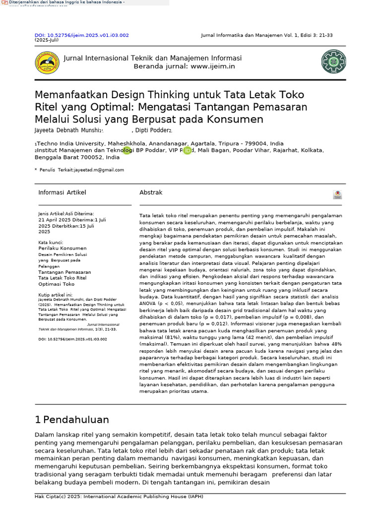 Optimalisasi Tata Letak Toko Ritel dengan Design Thinking | PDF