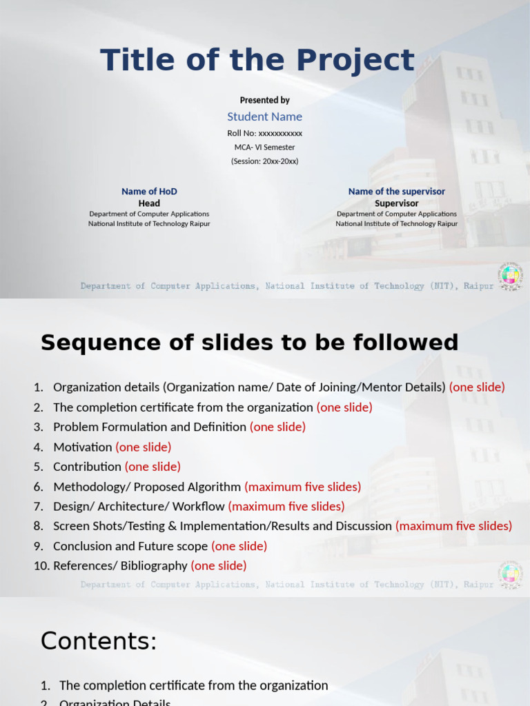 MCA-VI-Sem-Project Presentation Template | PDF