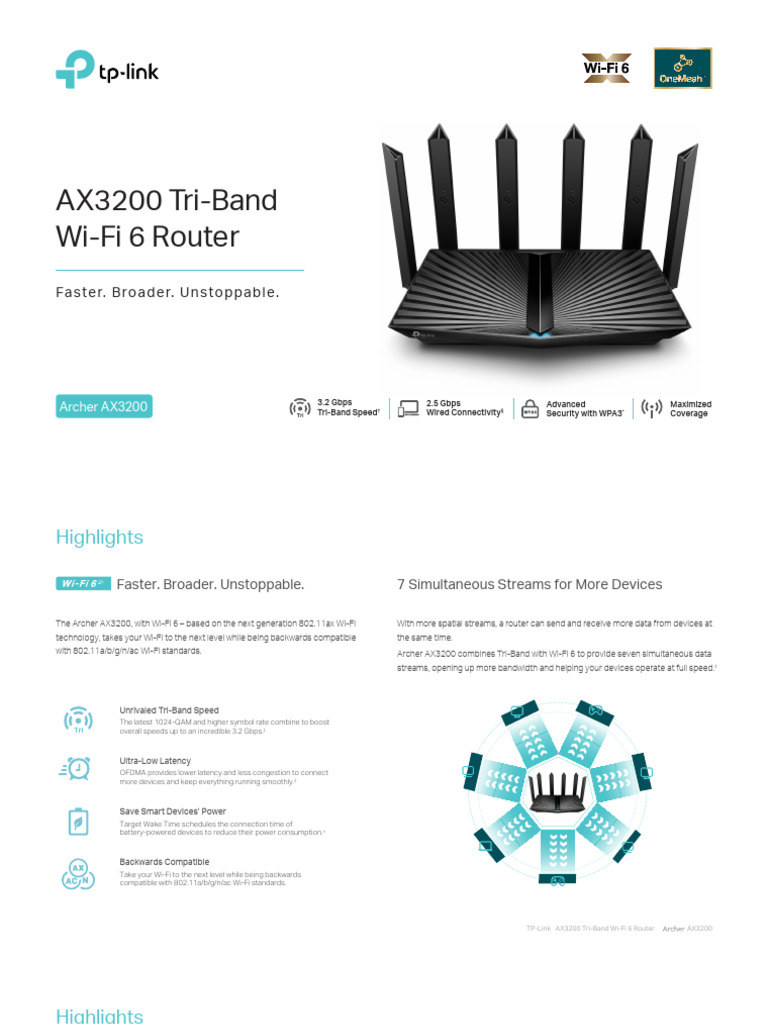 Archer AX3200 (US) 1.0 - Datasheet | PDF | Wi Fi | Ieee 802.11