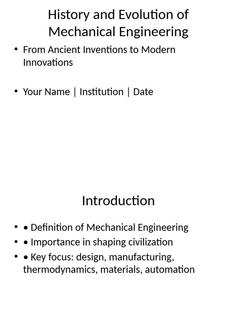 Evolution of Mechanical Engineering | PDF