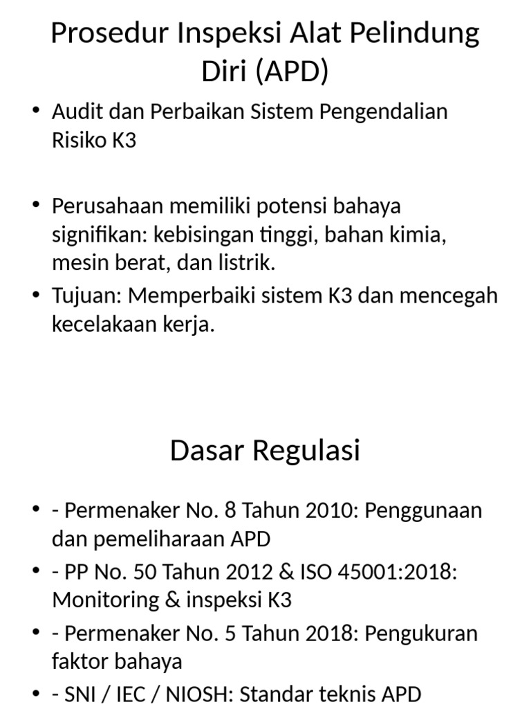 Prosedur Inspeksi APD untuk K3 | PDF