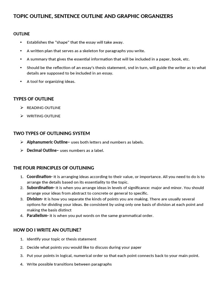 Outlining Techniques and Graphic Organizers | PDF | Narration | Idea