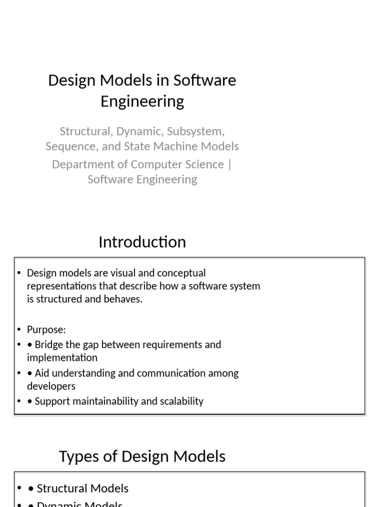 Design Models in Software Engineering | PDF | System | Unified Modeling ...