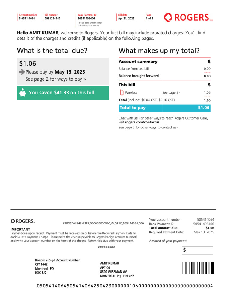 Rogers Bank Payment ID Details | PDF | Cheque | Annual Percentage Rate