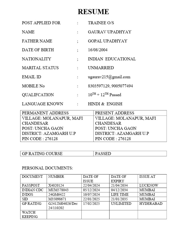 Gaurav Upadhyay Resume | PDF