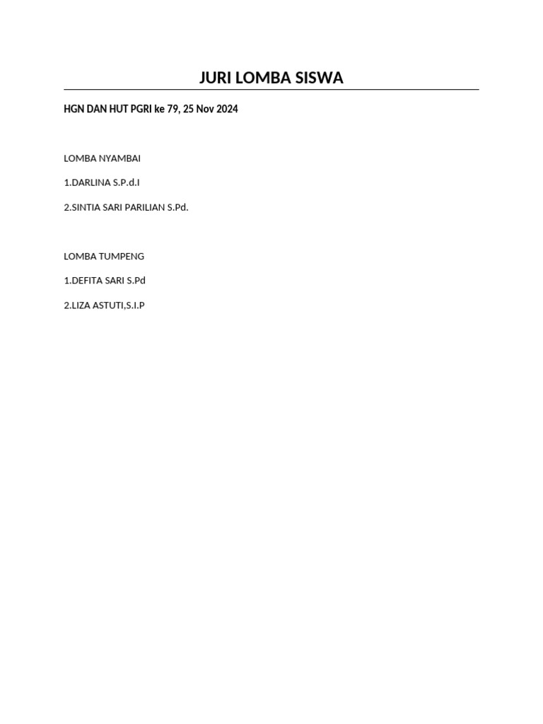 Juri Lomba Siswa | PDF