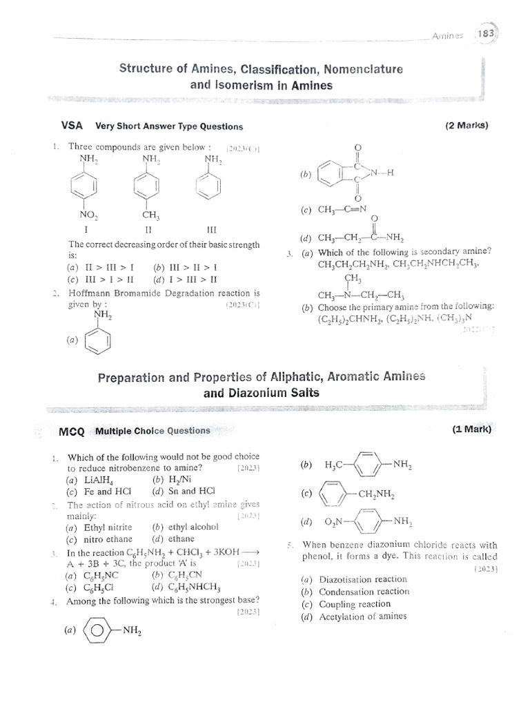 Chemistry - Practice Question - Amines& Biomolecules | PDF