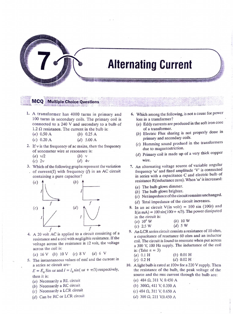 Physics - Practice Questions - Ac | PDF