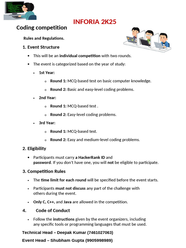 Rules of Coding Competition PDF | PDF