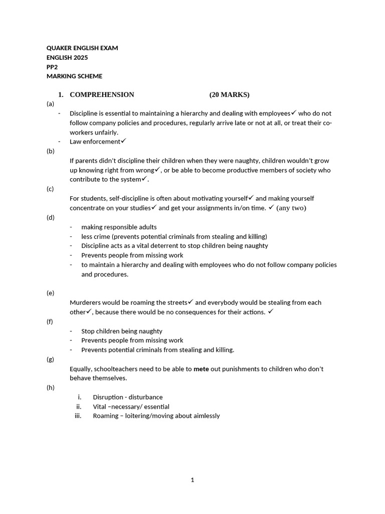 Quaker English Exam Marking Scheme | PDF | Crimes | Crime & Violence