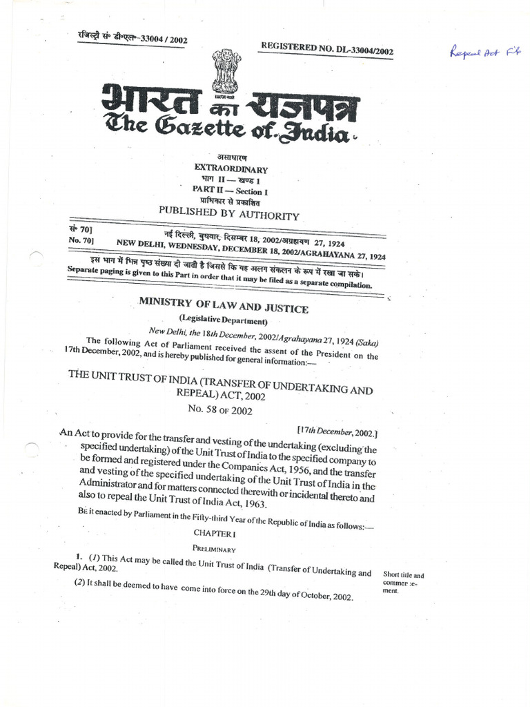 UTI Repeal Act | PDF