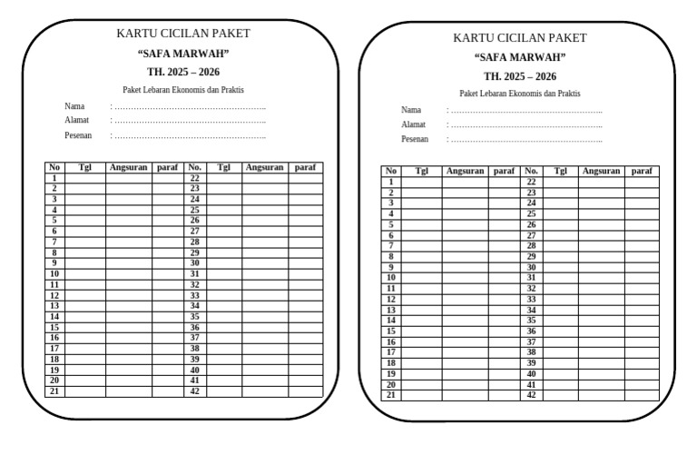 Kartu Cicilan Paket | PDF