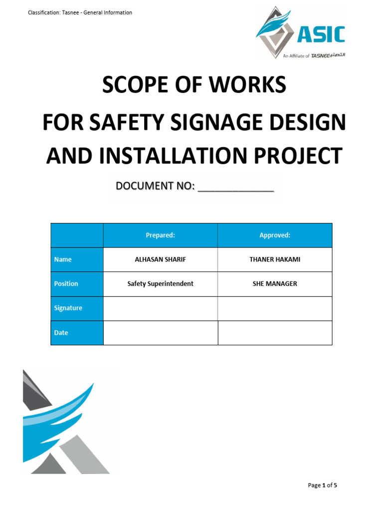 Safety Signage Scope | PDF | Welding | Construction