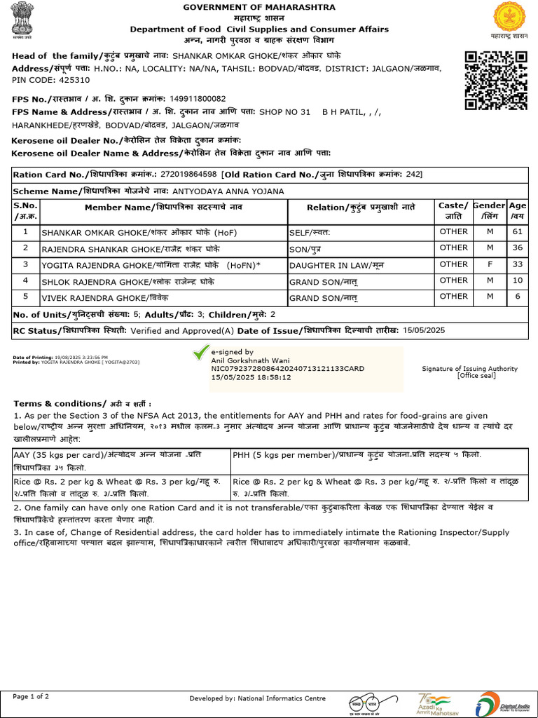 Ration Card | PDF