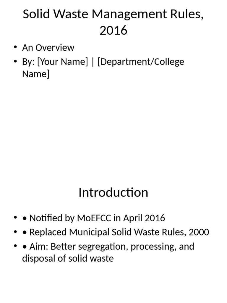Solid Waste Management Rules 2016 | PDF