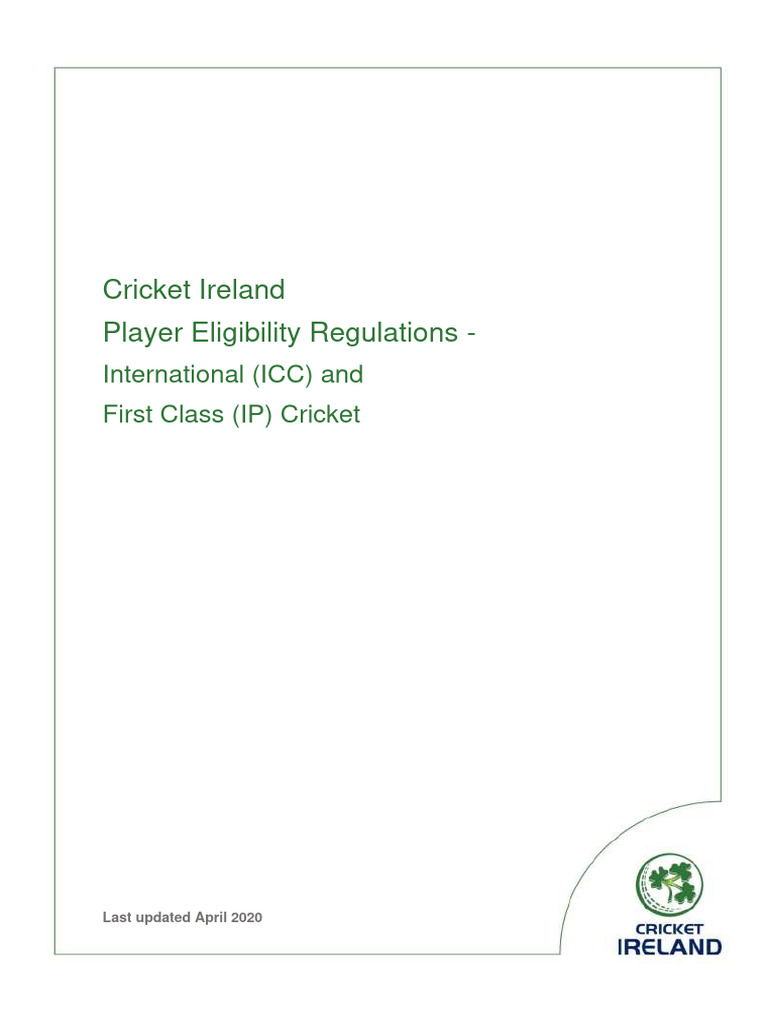 Player Eligibility Regulations - International and First Class Cricket ...