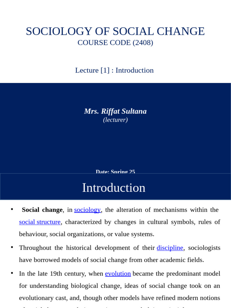 Sociology of Social Change 1 | PDF | Society | Sociology