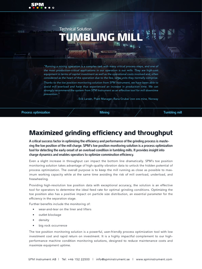 Optimize Tumbling Mill Efficiency with SPM | PDF | Mill (Grinding) | Mining