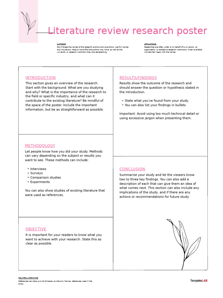 Literature Review Research Poster Guide | PDF | Methodology ...