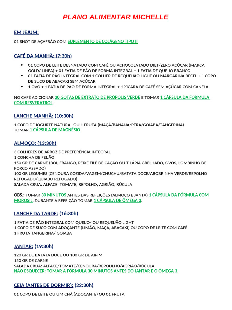 Dieta Michelle | PDF