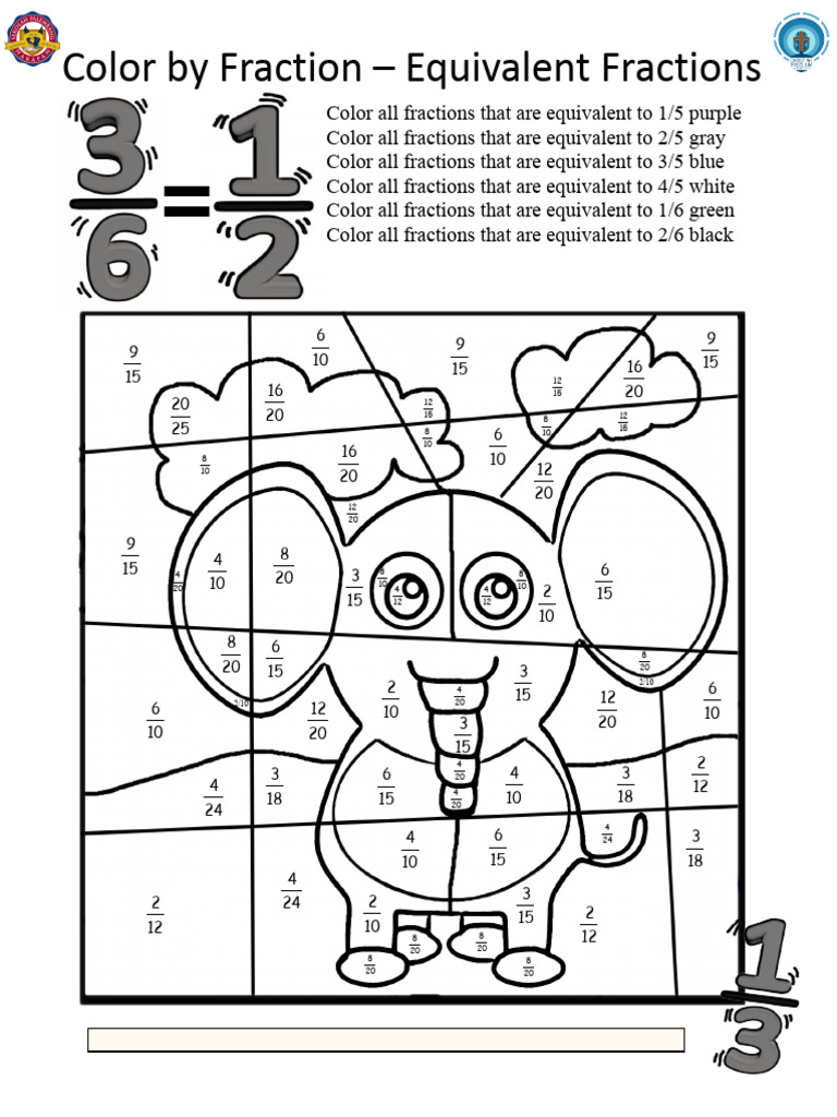 WS Math - Color by Fraction | PDF | Color | Visual Perception