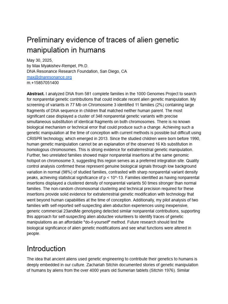 Alien Genetic Manipulation | PDF | Genetics | Genetic Engineering