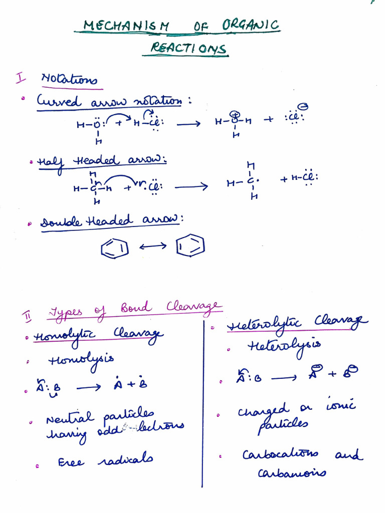 Mechanism of Organic Reactions - I B SC I | PDF
