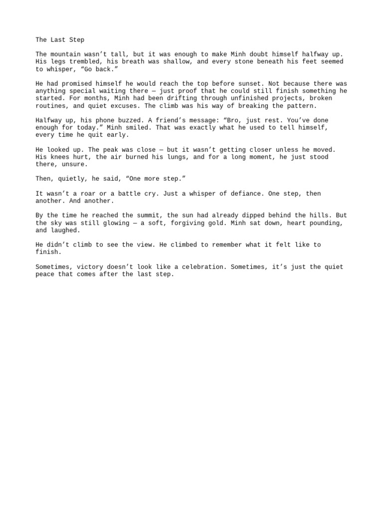 Minh's Journey: One Last Step to Victory | PDF