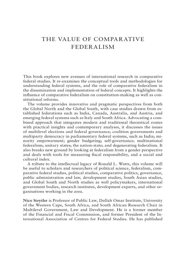 Comparative Federalism Insights and Impact | PDF | Federation | Federalism