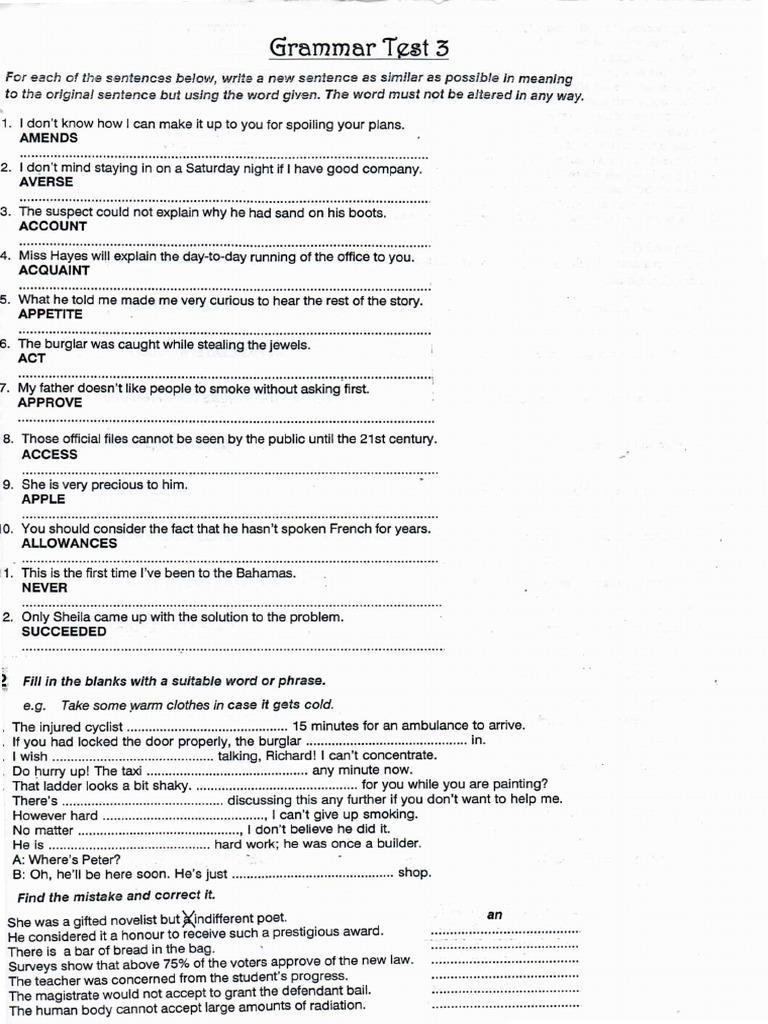 C2 Grammar Test 3 (I) | PDF