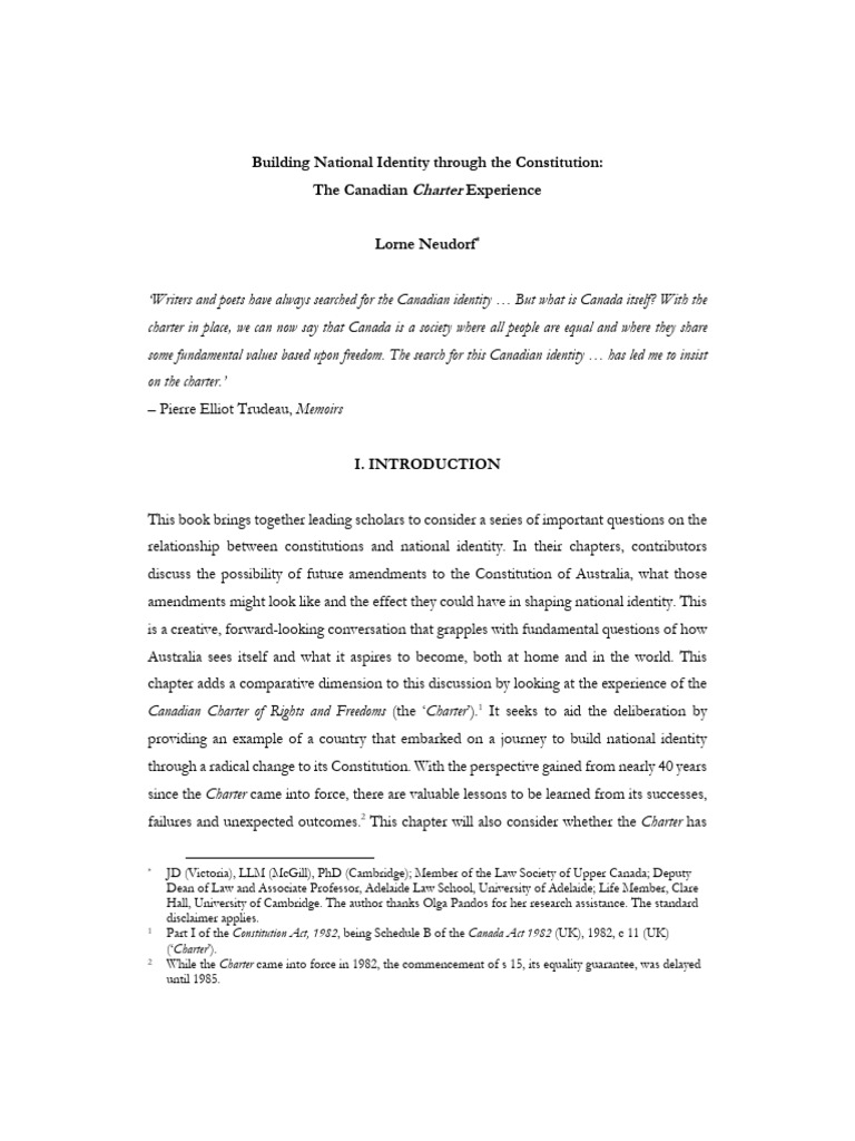Charter For Canadian Identity | PDF | Pierre Trudeau | Government