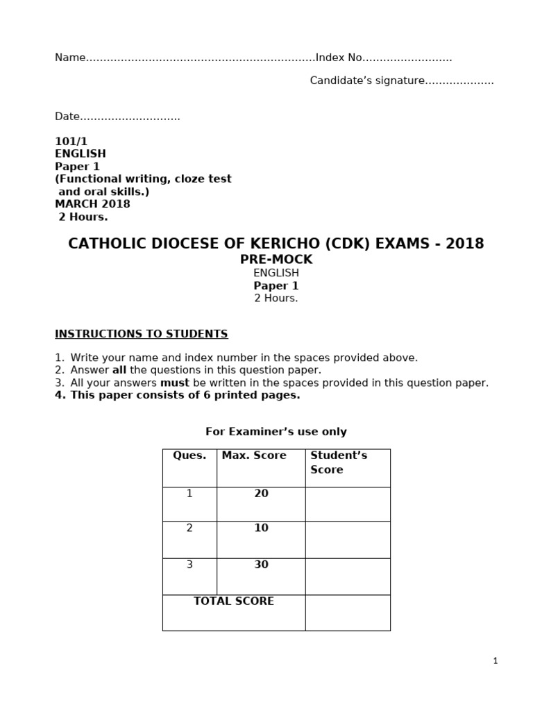 English-cdk p1 q | PDF