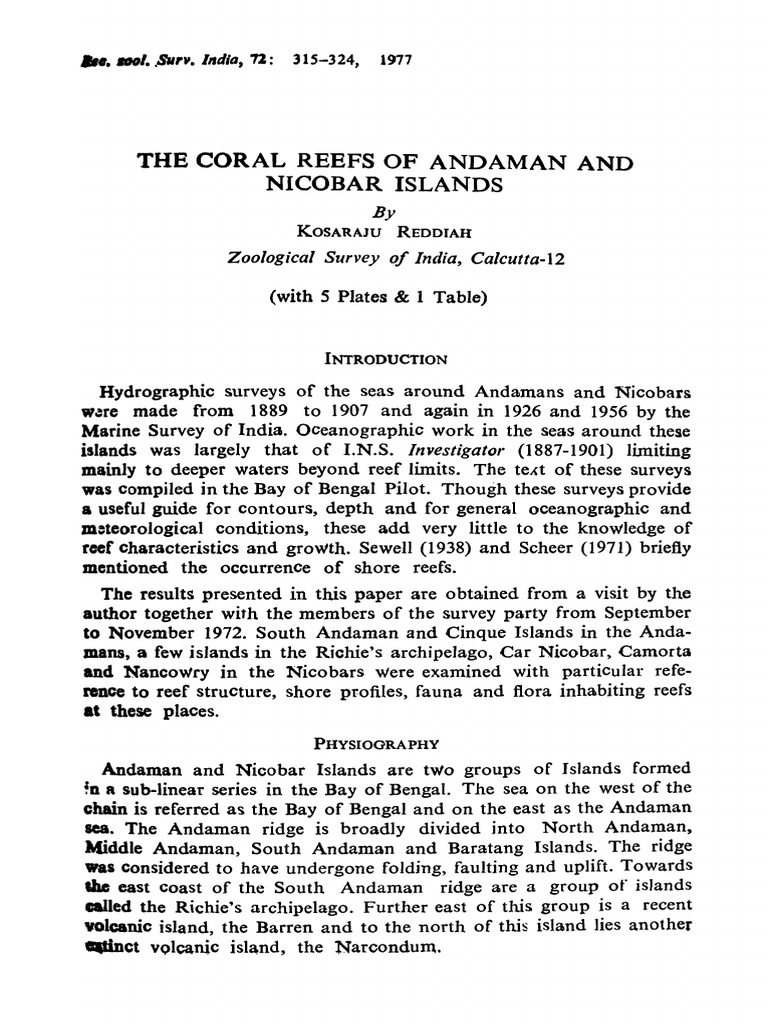 Coral Reefs of Andaman and Nicobar | PDF | Reef | Shoal