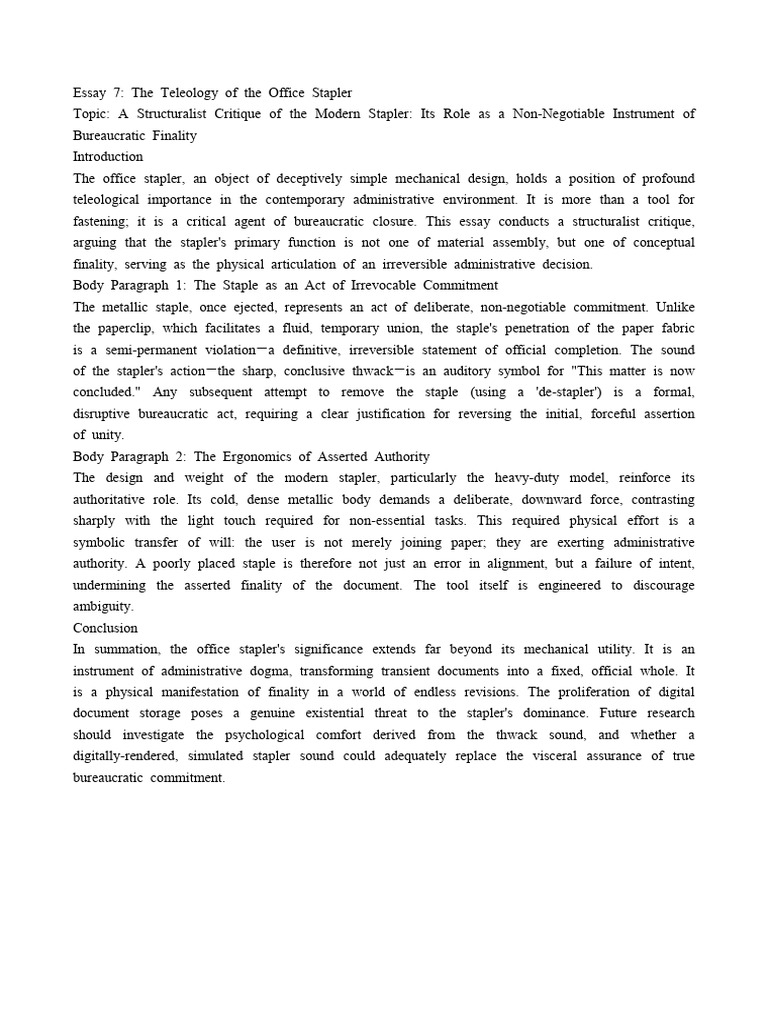 The Teleology of The Office Stapler | PDF