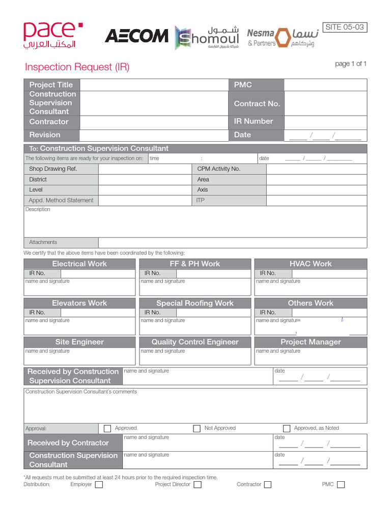 Inspection Request For 1st Coat Emulsion Works On Ceiling Regular ...
