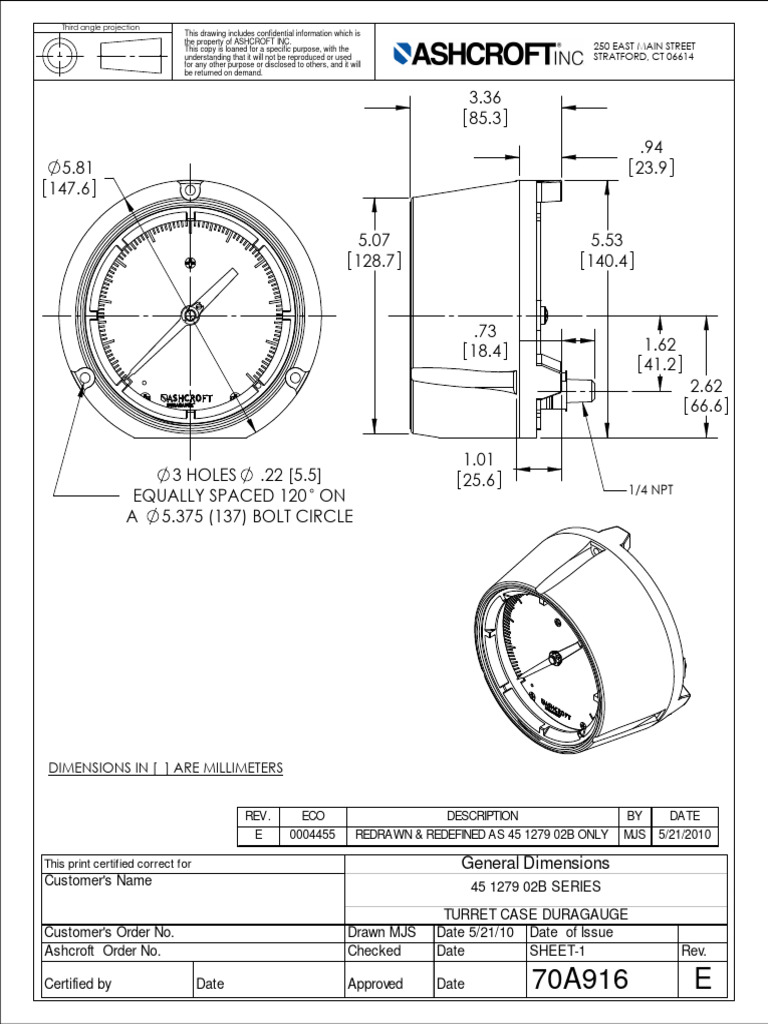 ASHCROFT Drawing Duragauge 45 1279 02b | PDF