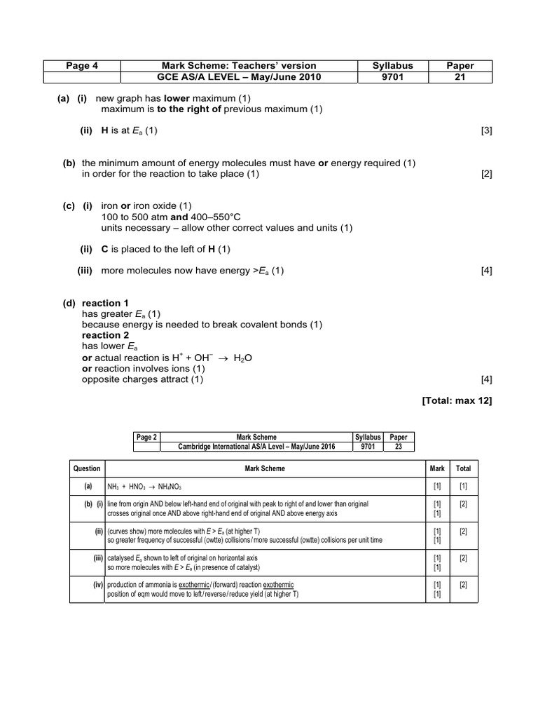 Rate of Reaction MS 3 | PDF | Chemical Reactions | Catalysis