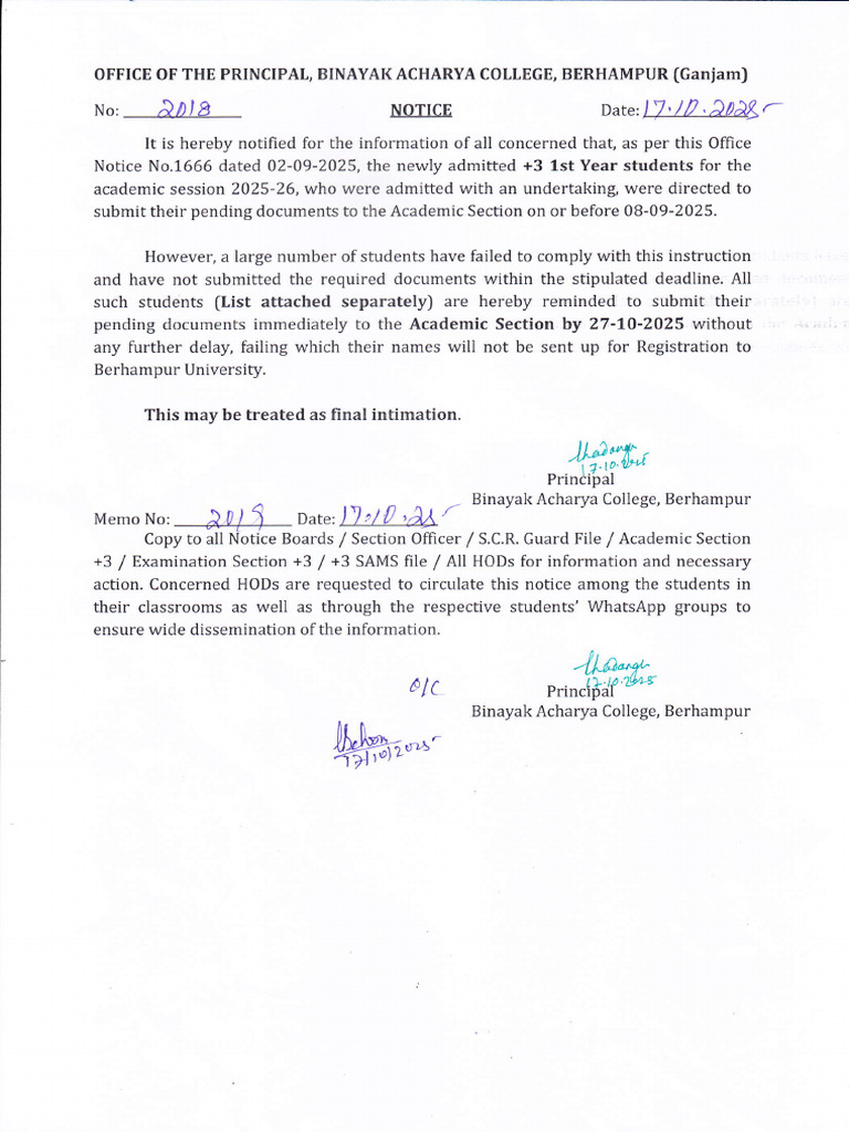 Final Notice for Document Submission | PDF