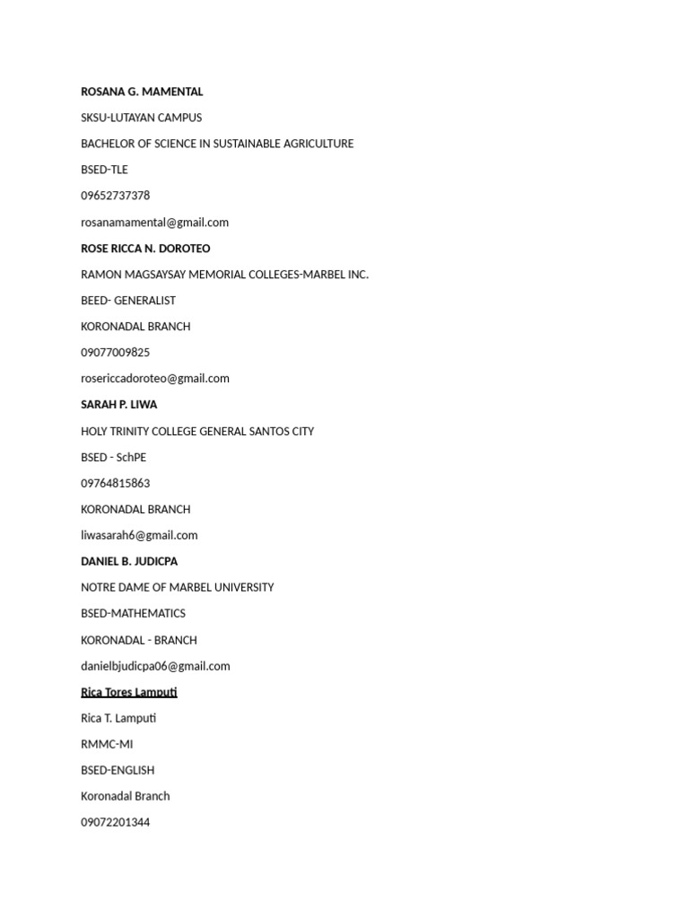 Sda Student Koronadal Branch 1 | PDF