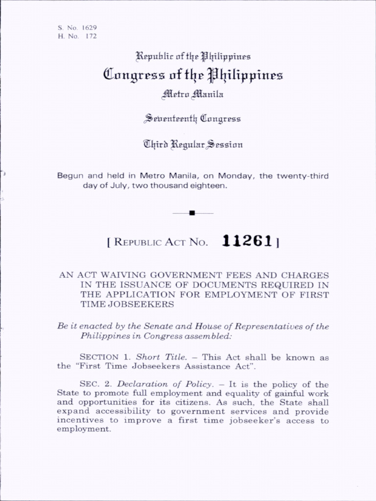 First Time Job Seeker | PDF | Government | Justice