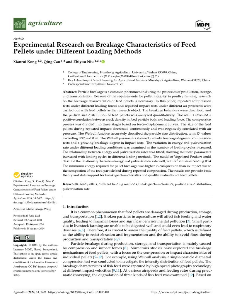 Breakage Characteristics of Feed Pellets | PDF | Particle Size ...