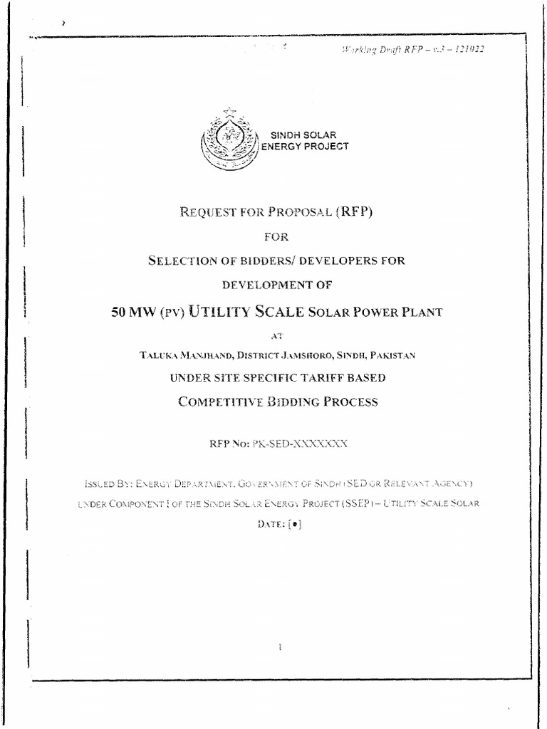RFP Document For Competitive Bidding For 50 MW at Jamshoro by GoS ...