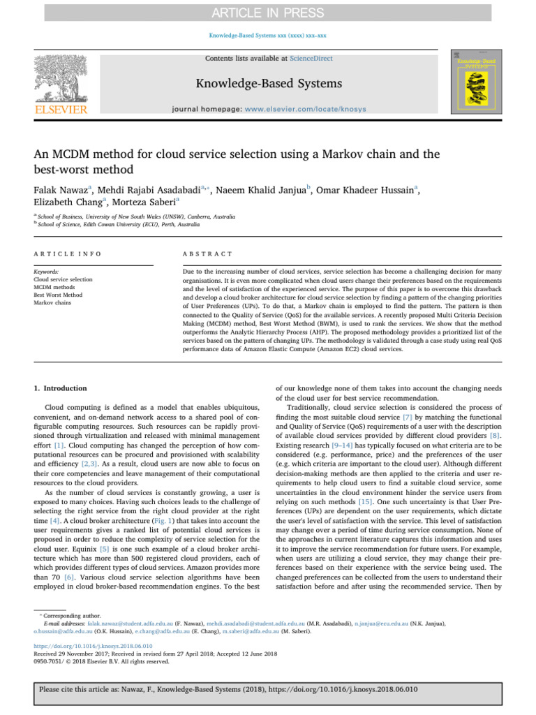 Cloud Service Selection with MCDM Methods | PDF | Cloud Computing ...
