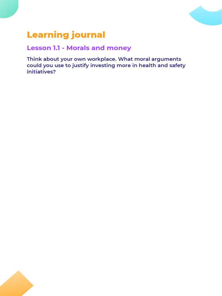 Learning Journal 1.1 - Morals and Money | PDF